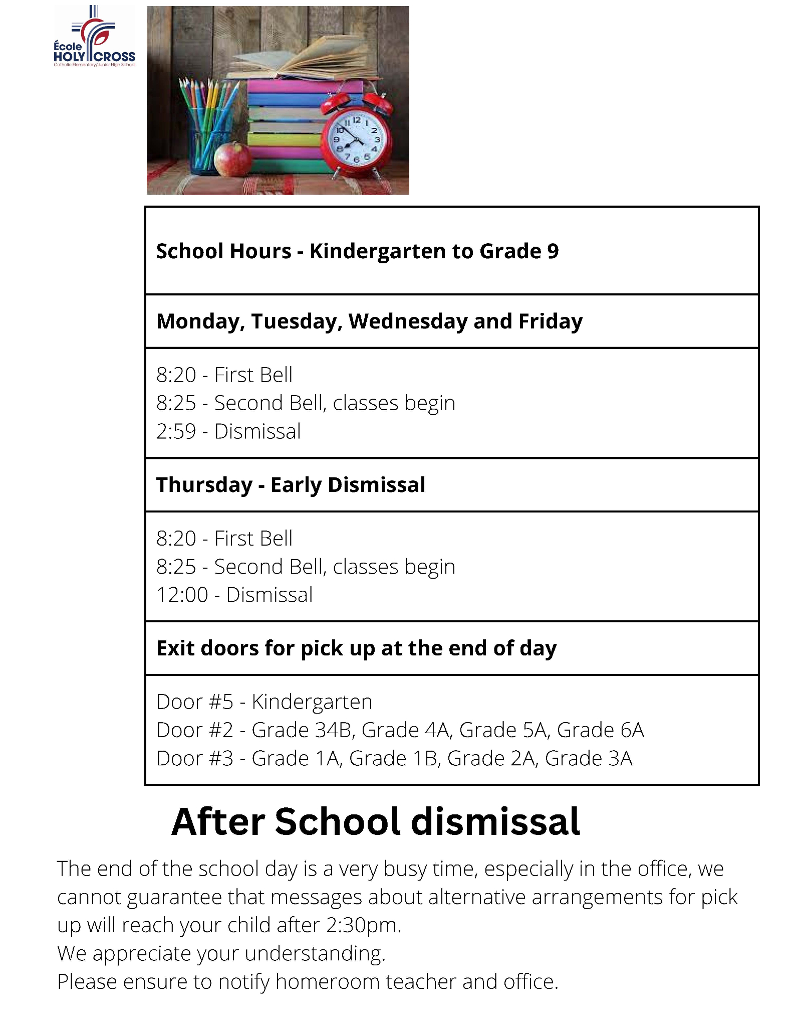 Holy Cross School Hours - Holy Cross Catholic Elementary/Junior High School